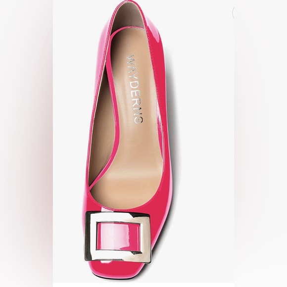 Wayderns | Shoes | Wayderns Womens Square Toe Pink Megenta Metal Buckle ...